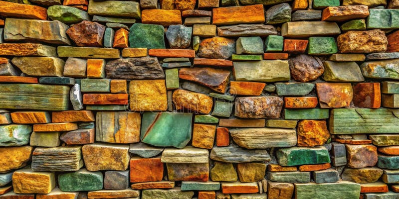 Stone Wall a Symphony of Color and Texture - a Close-Up of a Rustic ...
