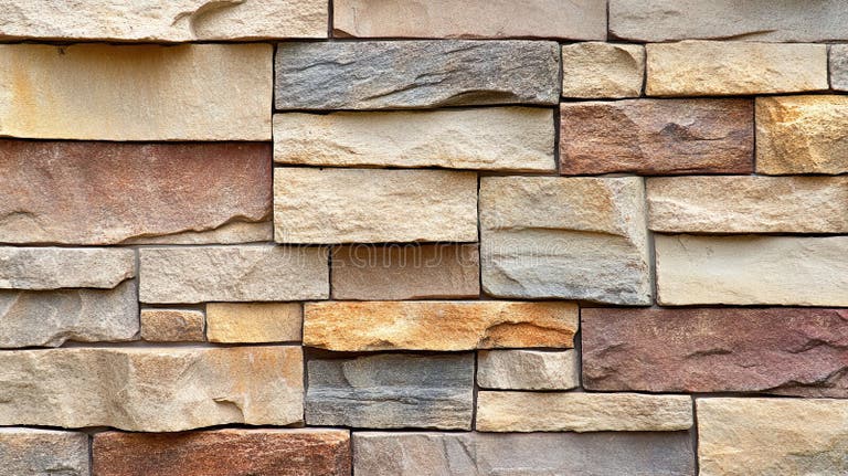 Stone Wall Texture Background. Multicolored Stone Veneer Pattern Stock ...