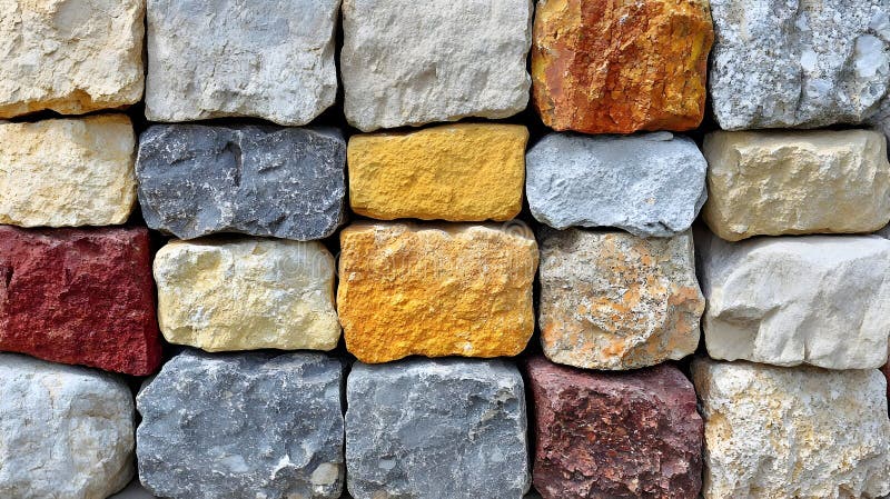Stone Wall Texture - Colorful Stone Blocks Background Stock ...