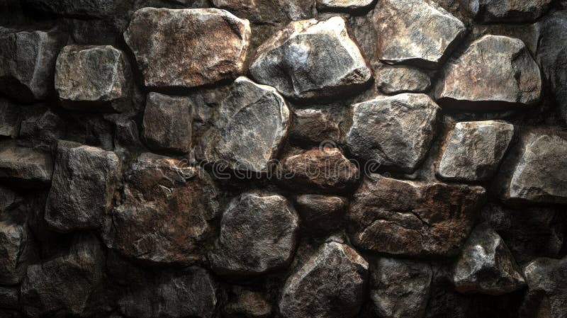 Stone Wall Texture Creates Rustic Background with Dark Rough Surface ...