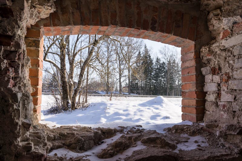 Stone Wall Texture and Windows with Red Frames, Natural Background ...