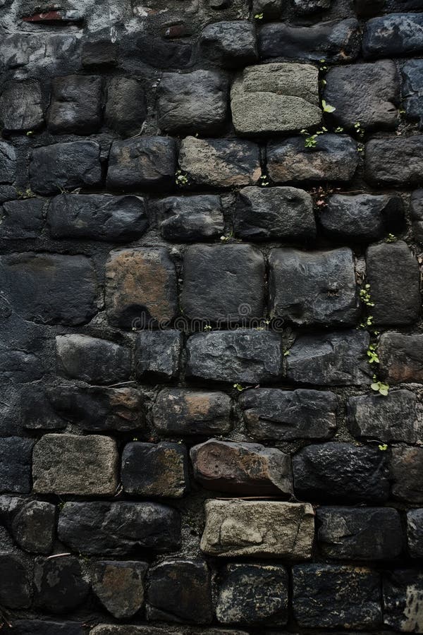 Stone Wall with Three Sections Features Large Gray Blocks Surrounded by ...