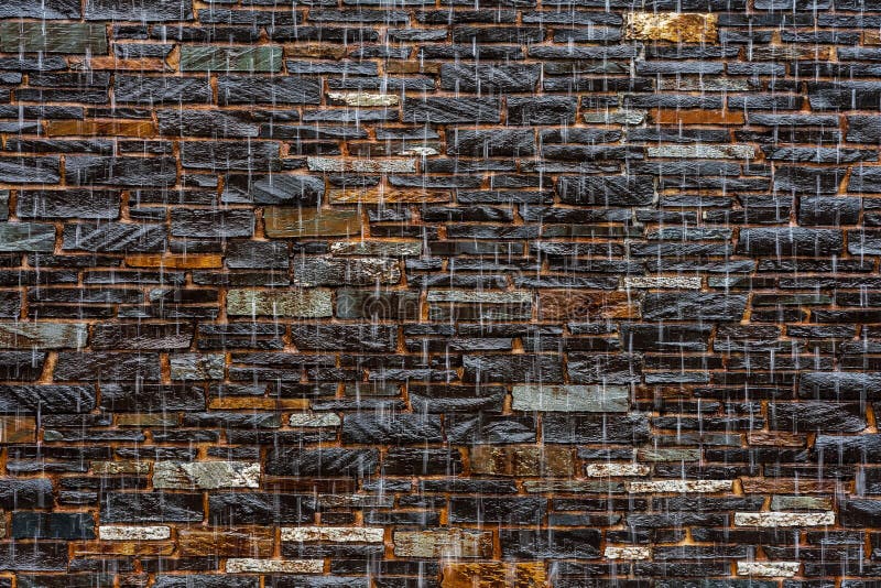 Stone Wall and Water Stream. Stock Photo - Image of stream ...