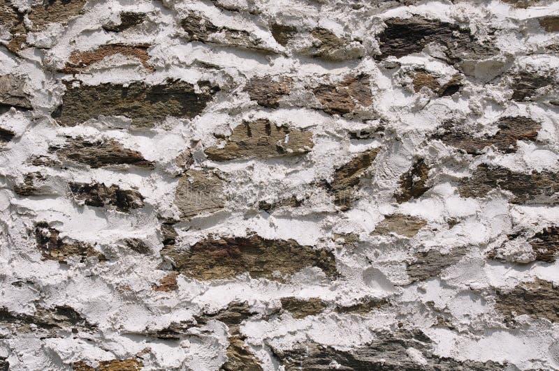 Stone Wall with White Cement Closeup Stock Photo - Image of rough ...