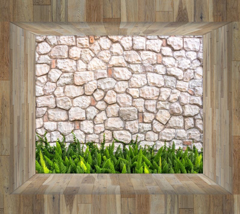 Stone wall in wood box stock photo. Image of stone, architecture - 57614370