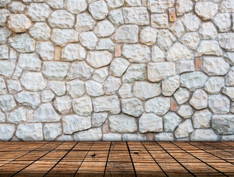 Stone Wall on Wood Floor Room Interior Stock Photo - Image of ...