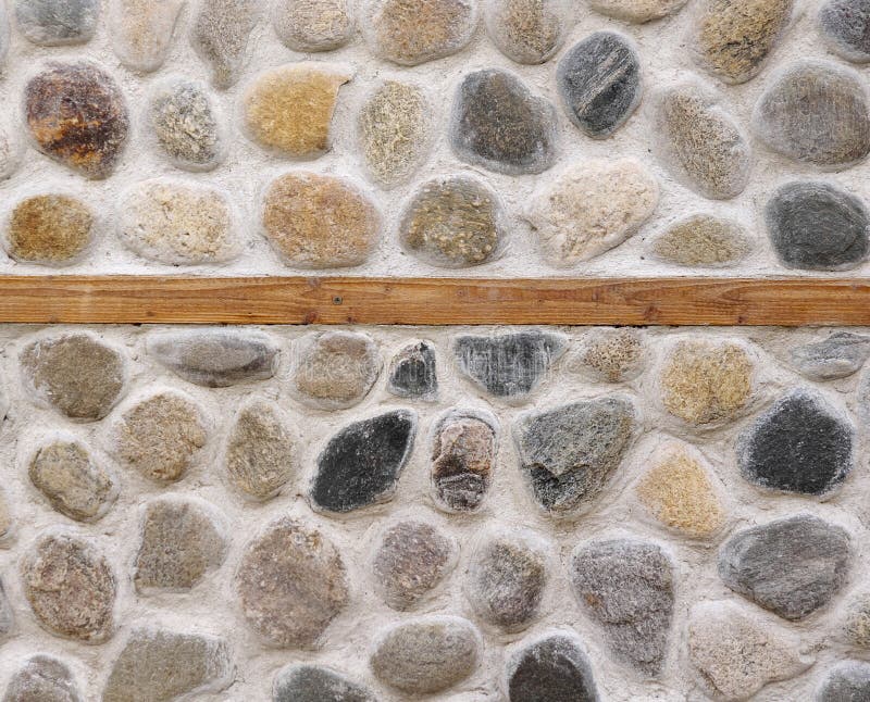 Stone Wall with Wooden Beam Closeup Stock Image - Image of design ...