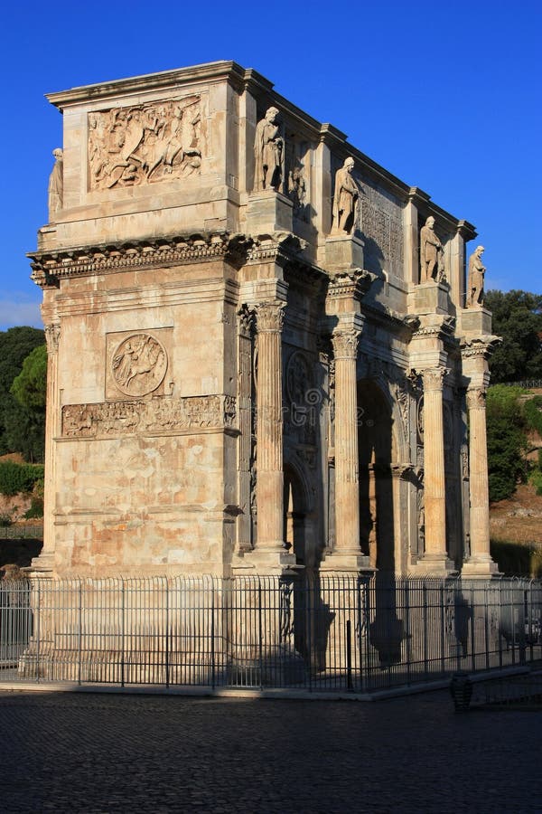 Stone Triumphal Gate of Constantine in Rome Stock Photo - Image of ...