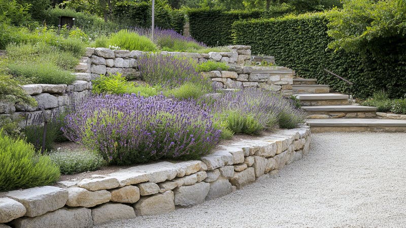 Stone Walls and Greenery in Old Gardens. Stock Photo - Image of house ...