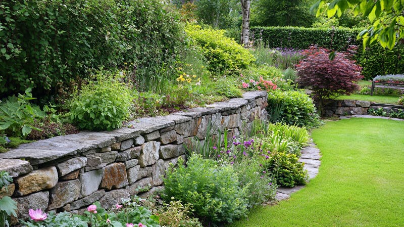Stone Walls and Greenery in Old Gardens. Stock Photo - Image of stair, green: 380496608