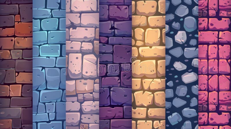 Stone Walls Texture for Game Backgrounds. Seamless Modern Patterns of ...