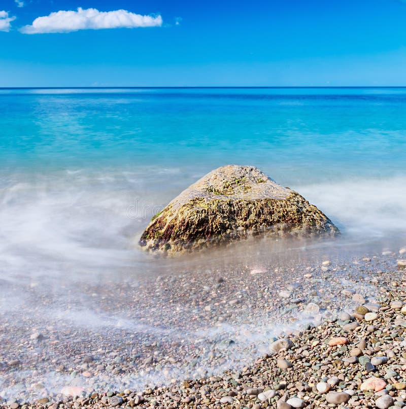 Stone washed by sea wave stock photo. Image of beauty - 42900300
