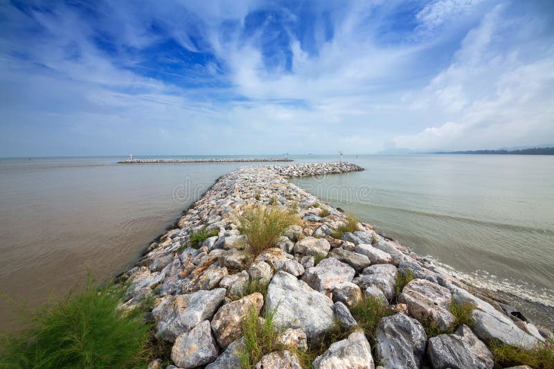 Stone water breaker. stock photo. Image of coast, nature - 273924138