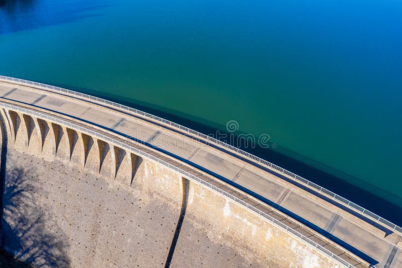 Stone Water Dam in the Sun from Above Stock Image - Image of summer ...
