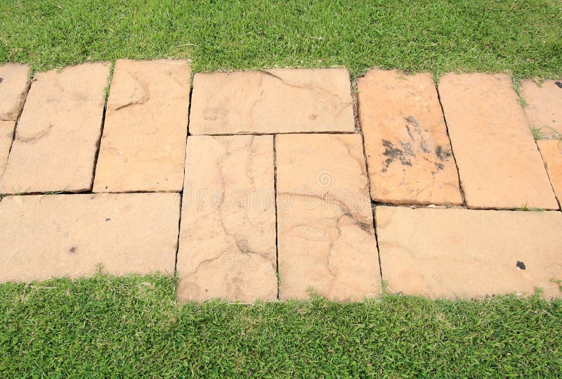 Stone way in green grass stock photo. Image of park, pebble - 59538090