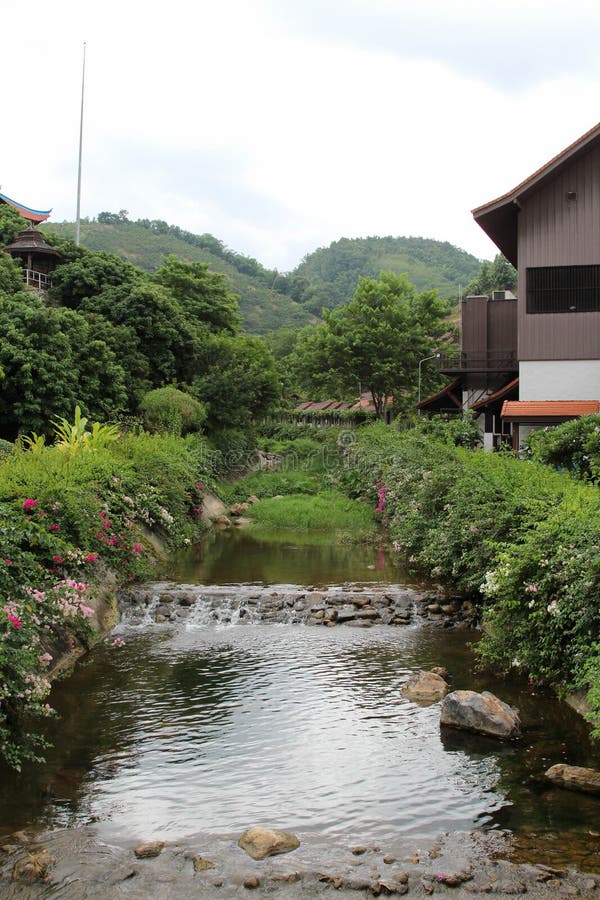 Stone weir on a stream stock photo. Image of hill, step - 174572808