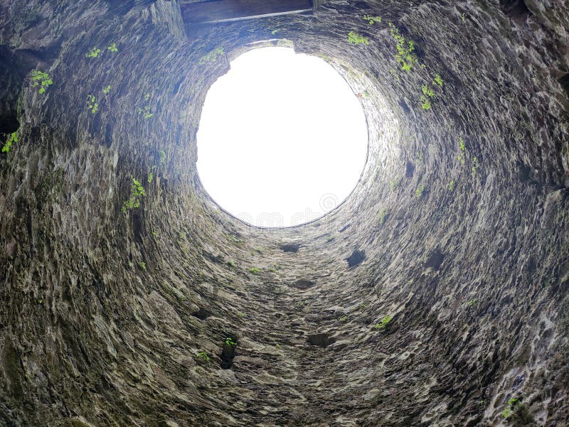 Stone Well Hole, Old Construction from Inside, Fall Down in the Well ...