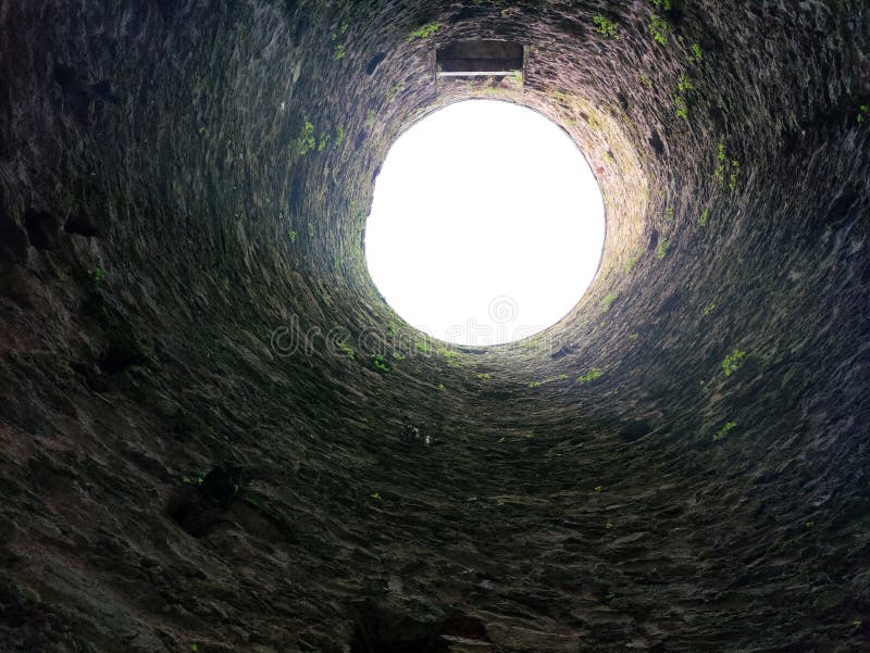 Stone Well Hole, Old Construction from Inside, Fall Down in the Well ...