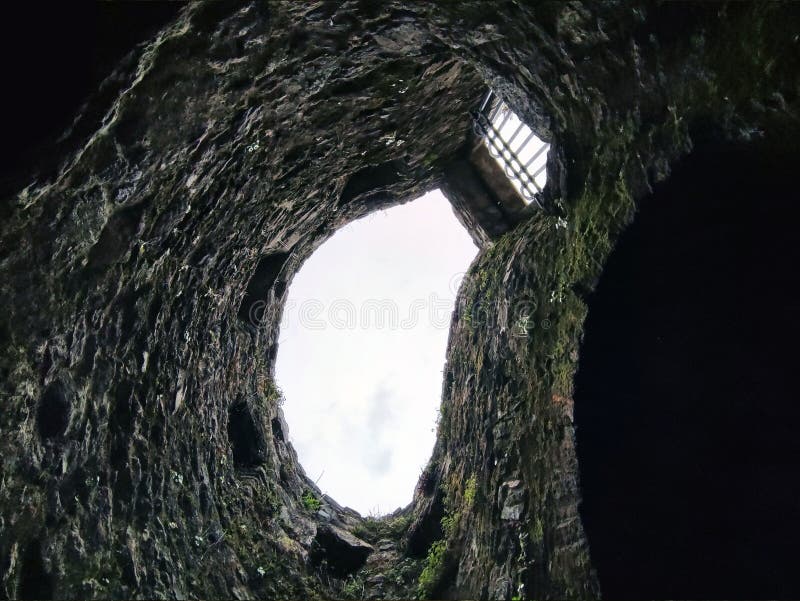 Stone Well Hole, Old Construction from Inside, Fall Down in the Well ...