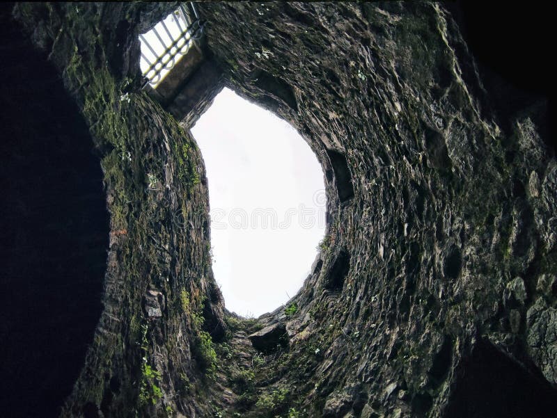 Stone Well Hole, Old Construction from Inside, Fall Down in the Well ...