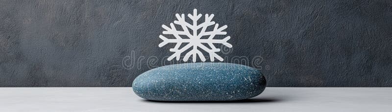 Stone with White Snowflake on Grey Background for Winter or Cold Theme ...