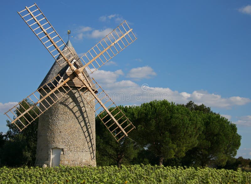 Stone windmill stock image. Image of field, blue, wind - 26608487