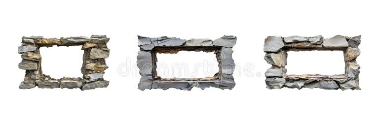 Stone Window Frames Set. Rustic Architectural Elements Collection ...