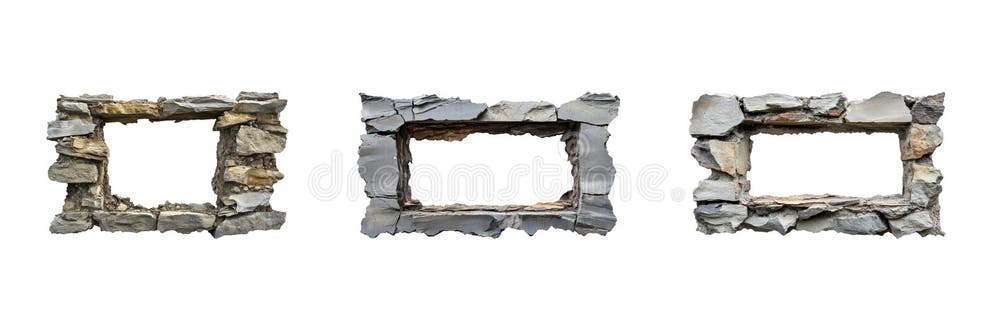 Stone Window Frames Set. Rustic Architectural Elements Collection ...