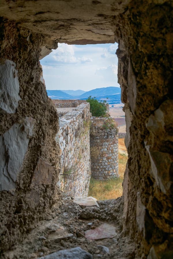 Stone Window of a Medieval Castle. Castilla La Mancha. Spain. Stock ...
