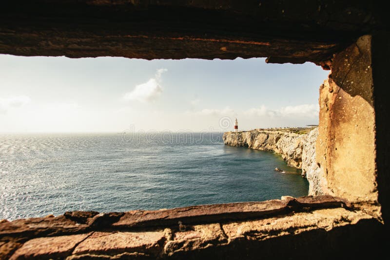 Stone Window Overlooking Ocean beside Cliff Stock Image - Image of ...