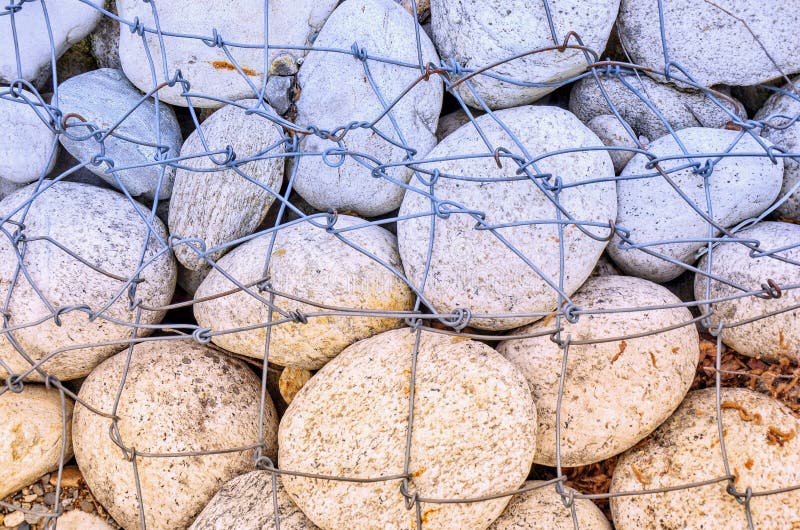 Stone with wire mesh stock photo. Image of facing, material - 161314312