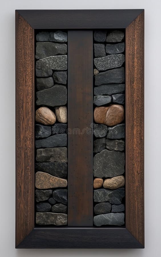 Stone and Wood Panels in a Frame. Stock Illustration - Illustration of ...