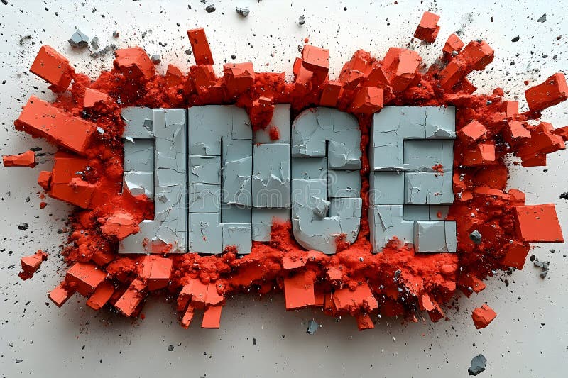 Stone Word Impact Exploding Shattered Bricks High Contrast Stock ...