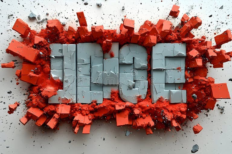 Stone Word Impact Exploding Shattered Bricks High Contrast Stock ...