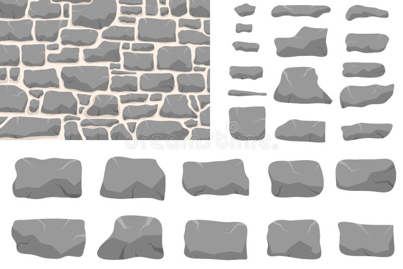 Stone Work. Masonry Made of Old Stone. Set of Stones of Different ...