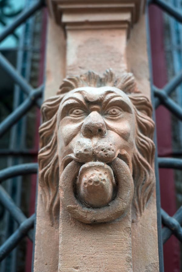 Stoned Head on Building Facade Stock Image - Image of decoration ...