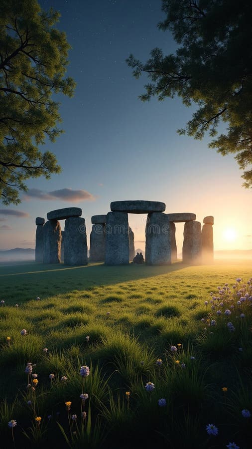 Stonehenge at twilight stock illustration. Illustration of horizon ...