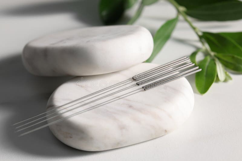 Stones Acupuncture Needles White Table Stock Photos - Free & Royalty ...