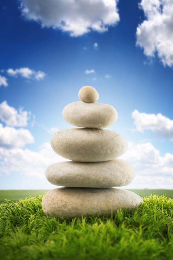 Stones Balance in a Field, Spring Shot. Zen Meditation and Relaxation ...