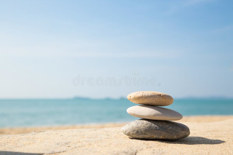Stones Balance, Pebbles Stack on Sea Sand Beach Stock Image - Image of ...