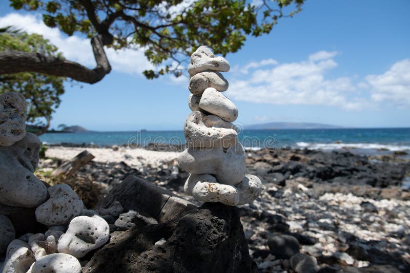 Stones Balance on the Sand of the Beach. Background from Sea Stones for ...