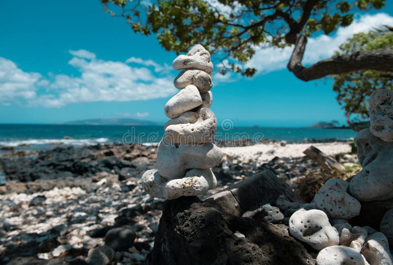 Stones Balance on the Sand of the Beach. Background from Sea Stones for ...