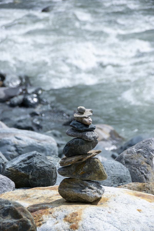 Stones in Balance Stacked in a Pyramid Against the Background of the ...
