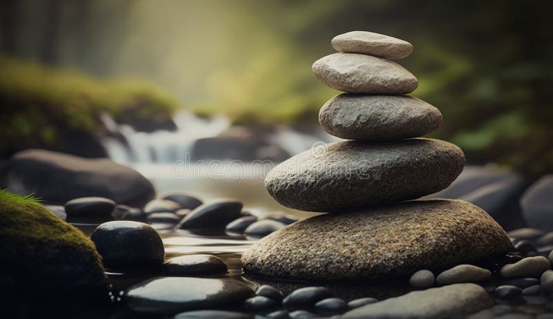 Stones Balance and Wellness Retro Spa Concept. Generative Ai Stock ...