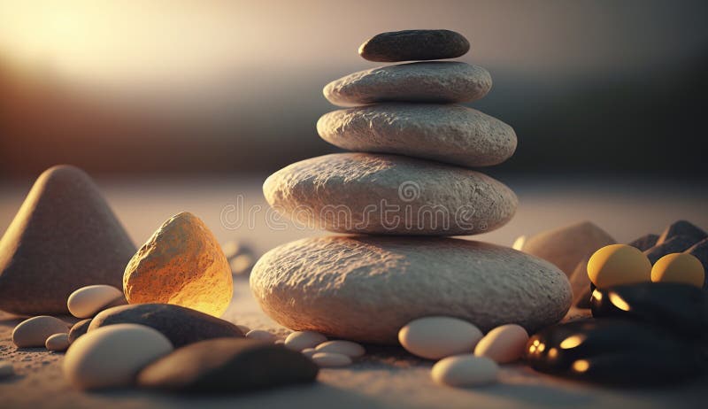 Stones Balance and Wellness Retro Spa Concept. Generative Ai Stock ...