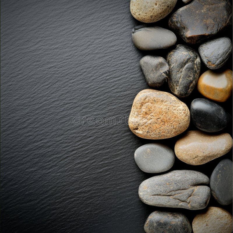 Stones on a Black Background with Space for Your Text or Image Stock ...