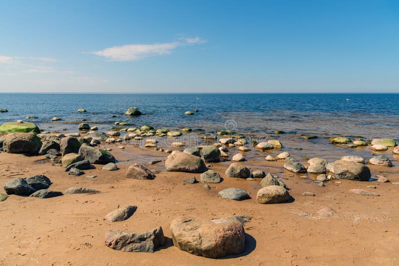 Stones at Coastline of Baltic Sea in Riga, Latvia Stock Image - Image ...