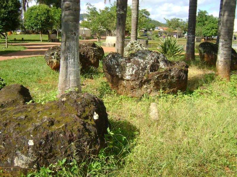 Stones Containing Iron Ore and Coconut Trunk Stock Photo - Image of ...