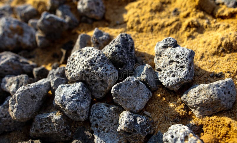 Stones on the Edge of the Asphalt Road Stock Image - Image of gray ...