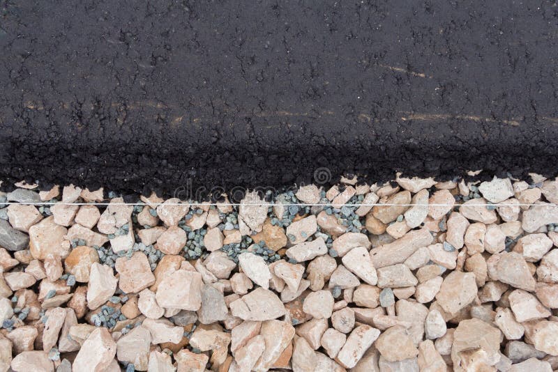Stones on the Edge of the Asphalt Road the Border of the Asphalt Road ...